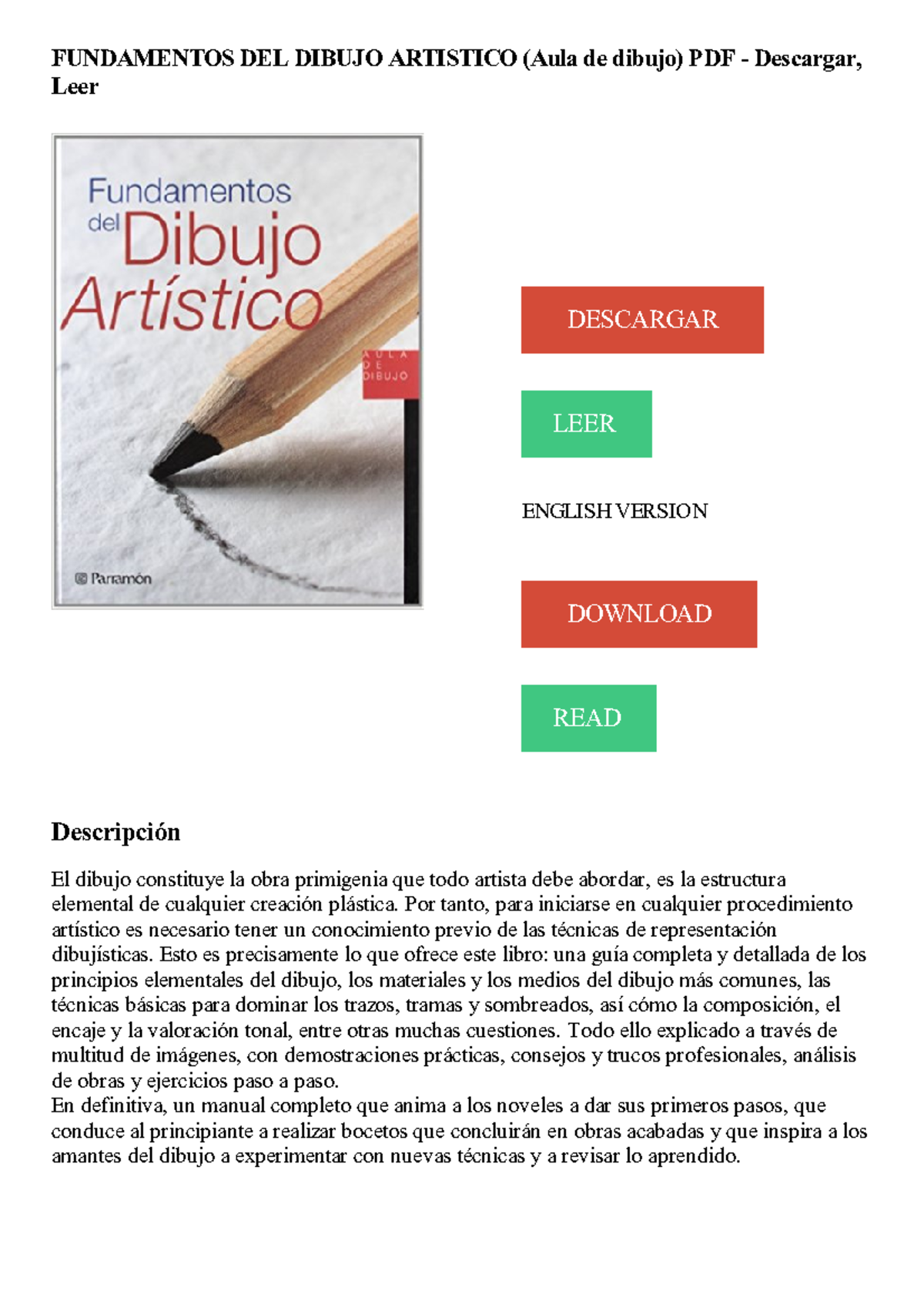 Fundamentos DEL Dibujo Artistico (Aula de dibujo) PDF - Descargar, Leer - DESCARGAR LEER ENGLISH ...