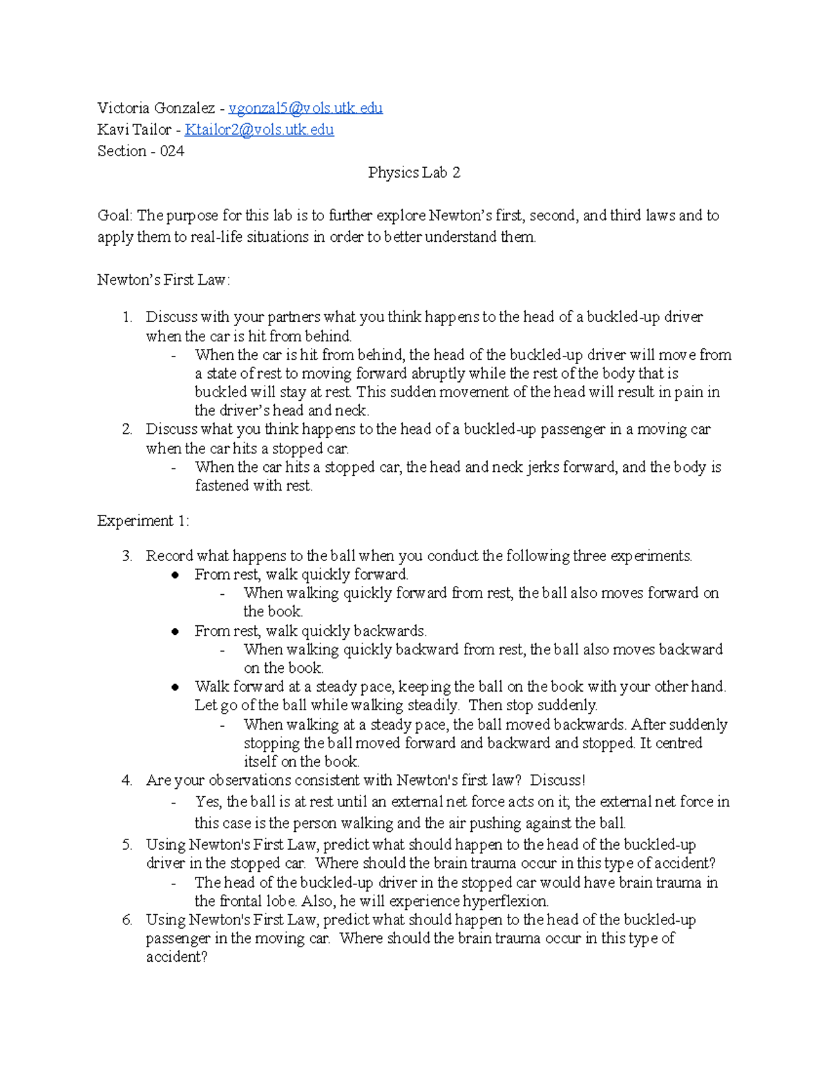 Physics Online Lab 2 - PHYS 221 - UT Knoxville - Studocu