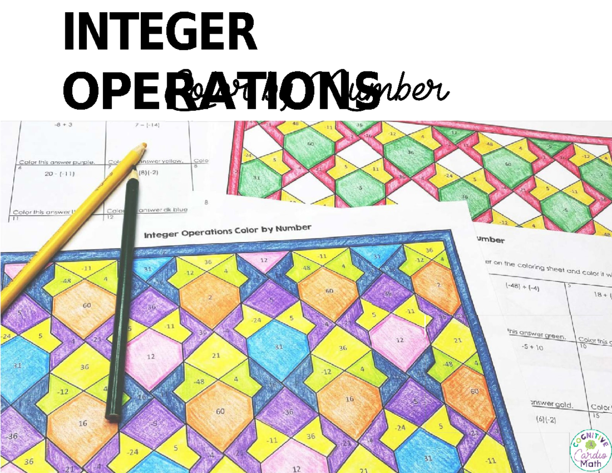 Integer Operations Math Colorby Number-1 - INTEGER OPERA TION S © 2015 ...