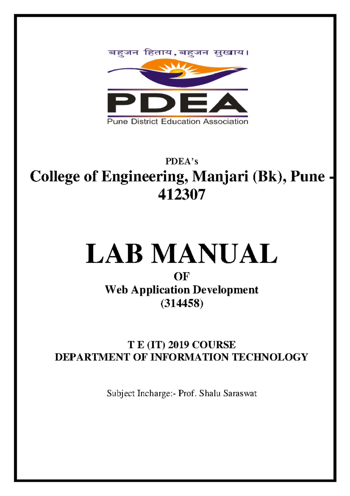 WAD Lab Manual IT - PDEA’s College of Engineering, Manjari (Bk), Pune ...