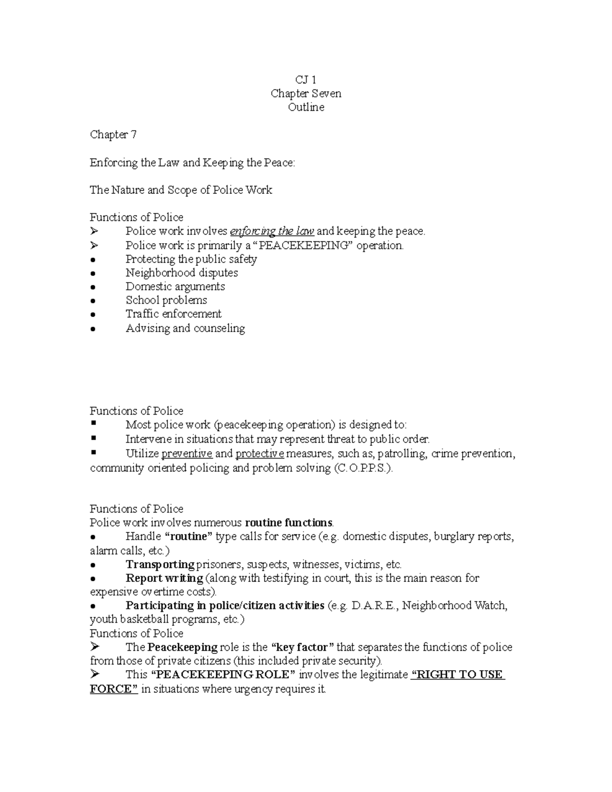CJ 1 ch 7 outline - chapter outlline - CJ 1 Chapter Seven Outline ...