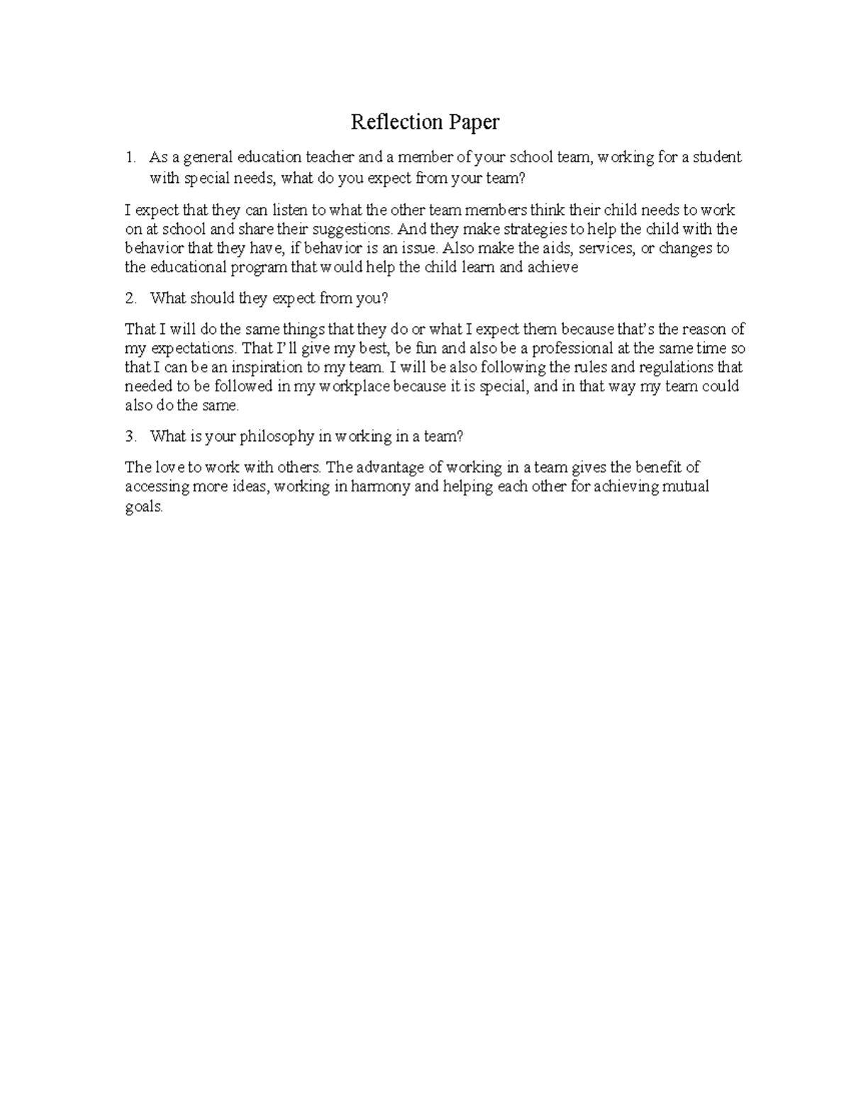 Foundation in Learning 2 - Reflection Paper As a general education ...