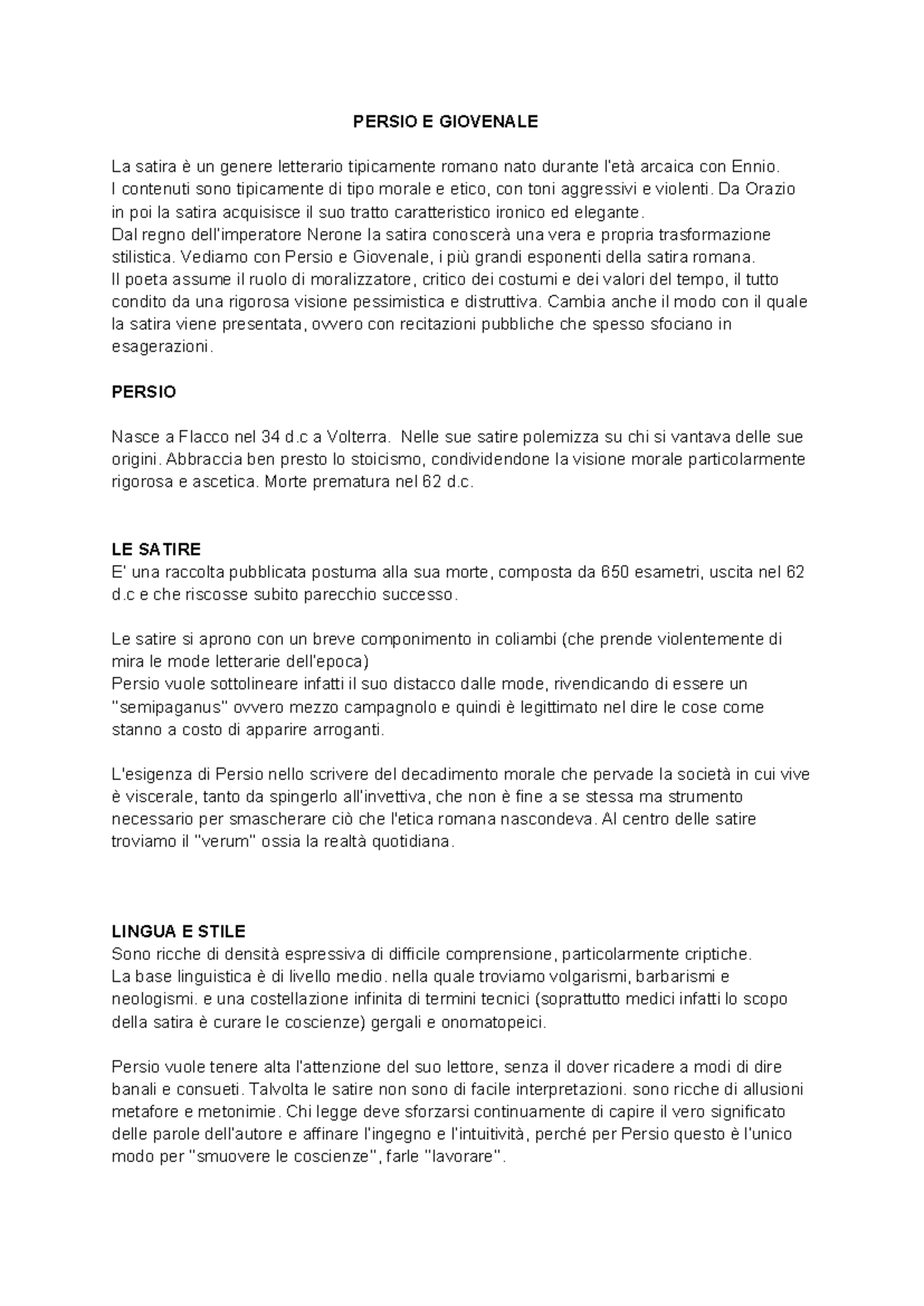 Persio e Giovenale - PERSIO E GIOVENALE La satira è un genere letterario tipicamente romano nato ...