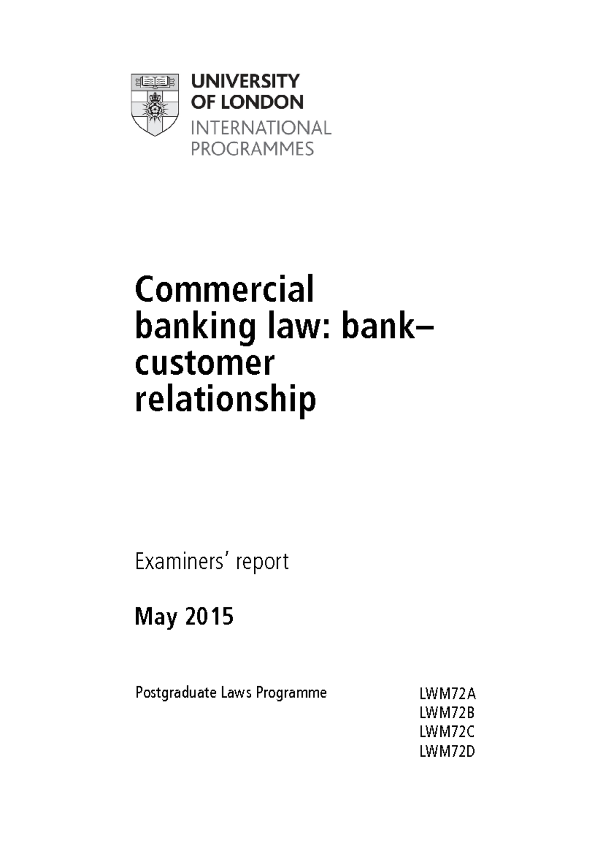 072 commercial banking law bank customer relationship exam report may15 ...