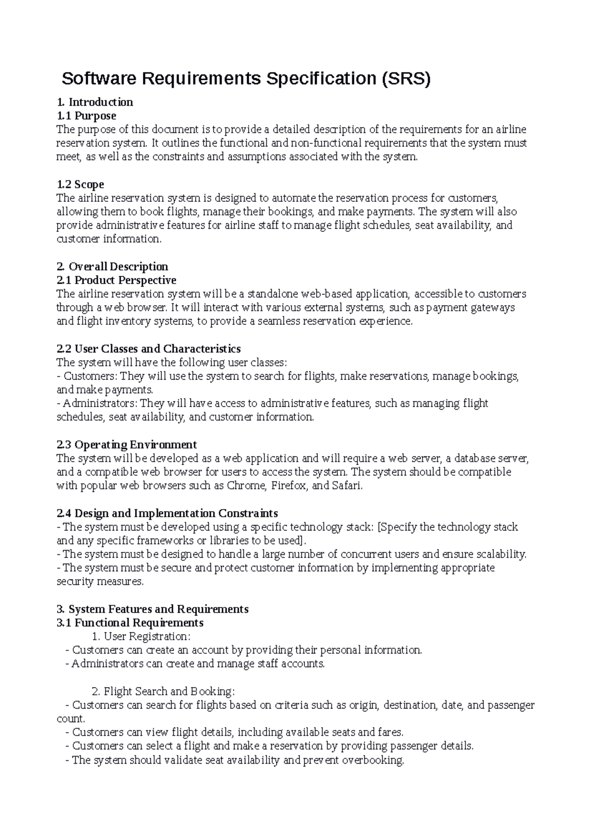Air-line SRS - Software Requirements Specification (SRS) Introduction 1 ...
