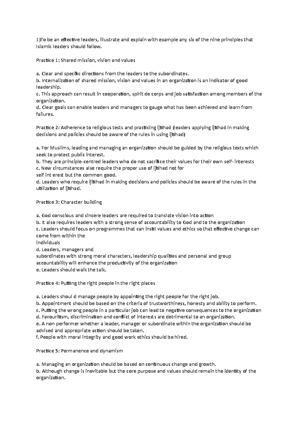 MGT400 Chapter 10 - practice - 1)To be an effective leaders, illustrate ...