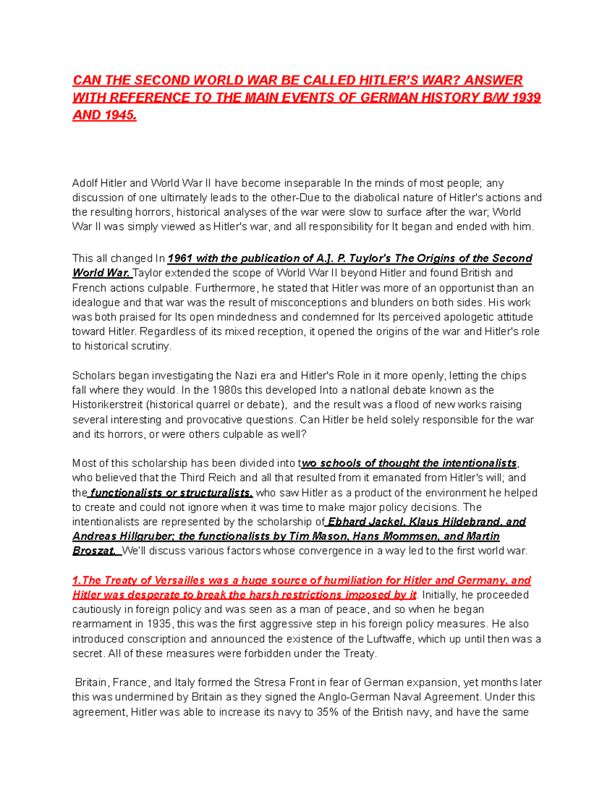 CAN THE Second World WAR BE Called Hitler’S WAR - CAN THE SECOND WORLD ...