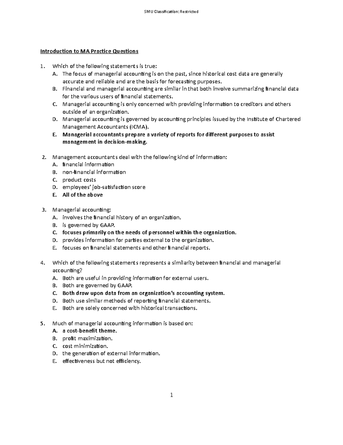 1 Introduction to MA Practice Questions with Ans - Introduction to MA ...