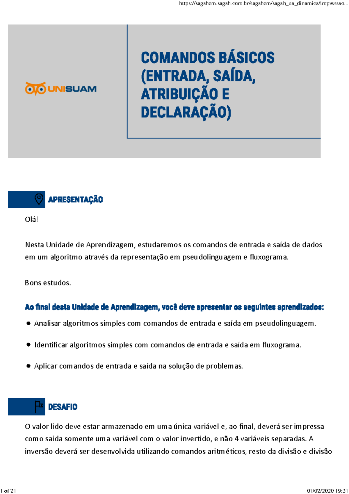 3.Comandos Básicos - paualdentro - Olá! Nesta Unidade de Aprendizagem ...