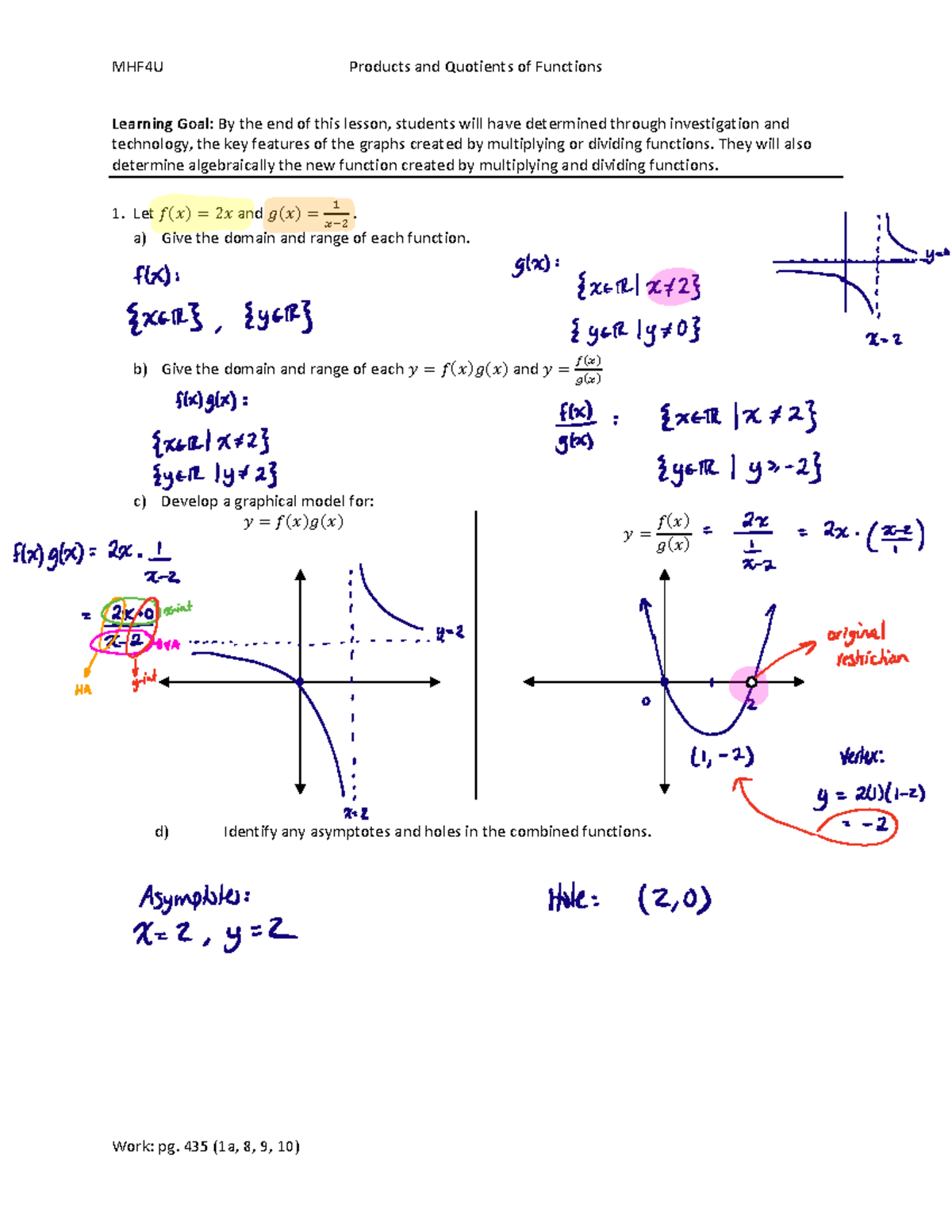 2 Products and Quotients of Functions - Warning: TT: undefined function: 32 MHF4U Products and ...