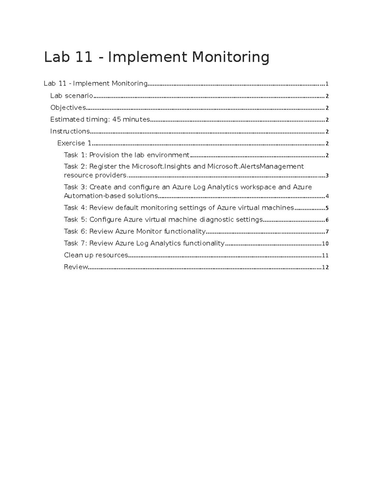 Lab 11 - Implement Monitoring - - Studocu