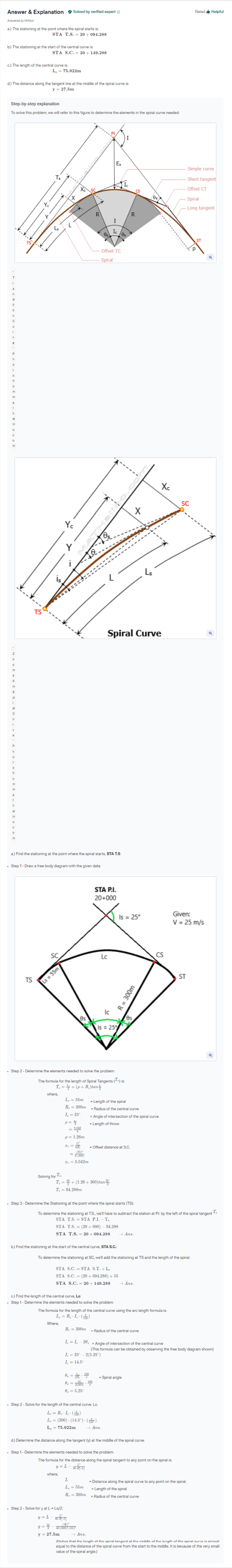 Surveying Spiral Curve - bs civil engineering - Studocu