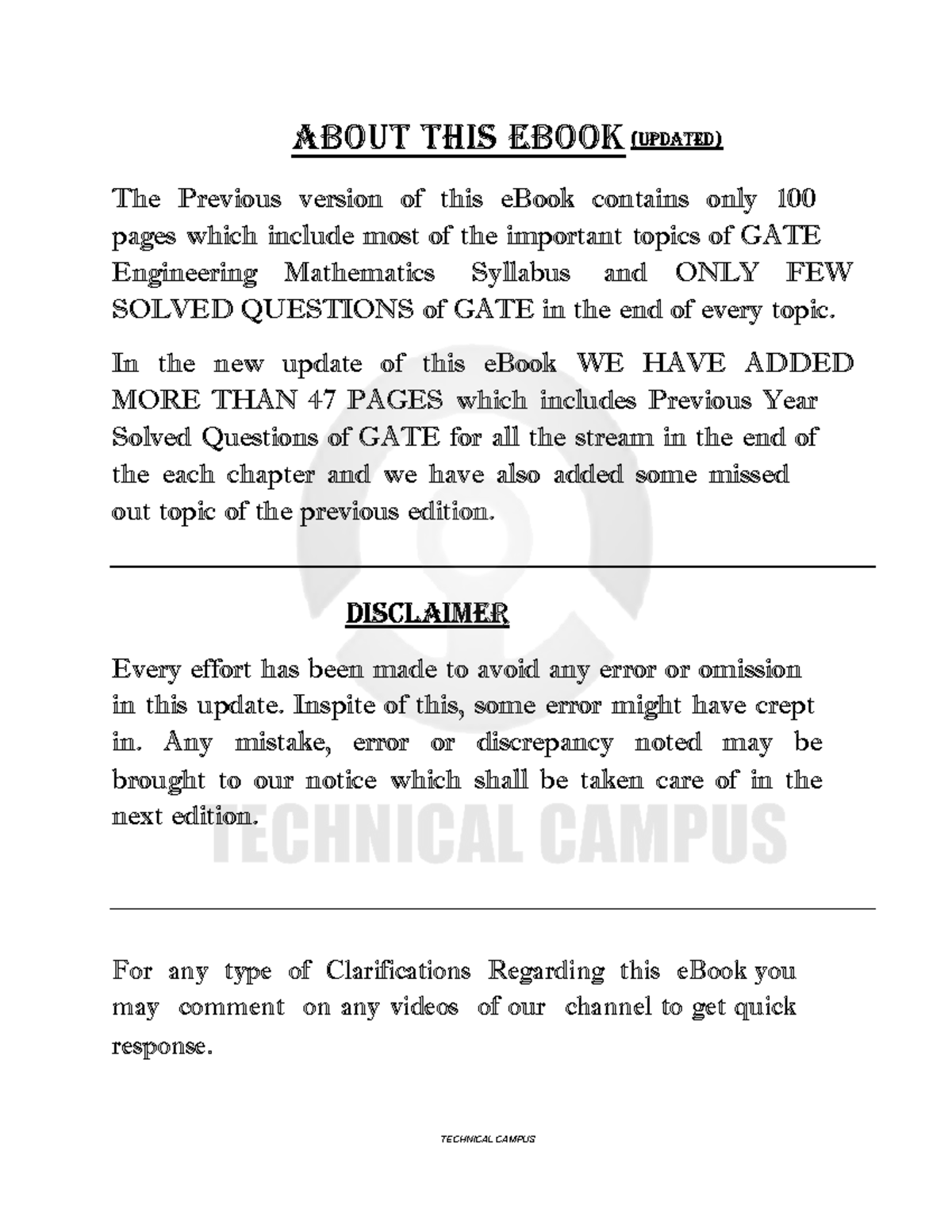 Engineering Mathematics Gate About This Ebook Updated The Previous 0182