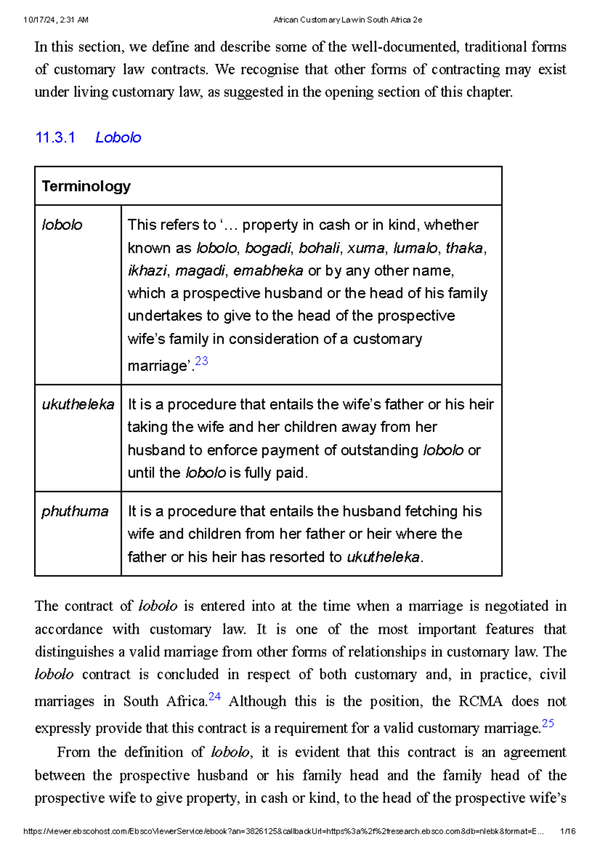 African Customary Law in South Africa 2e - 11. In this section, we ...