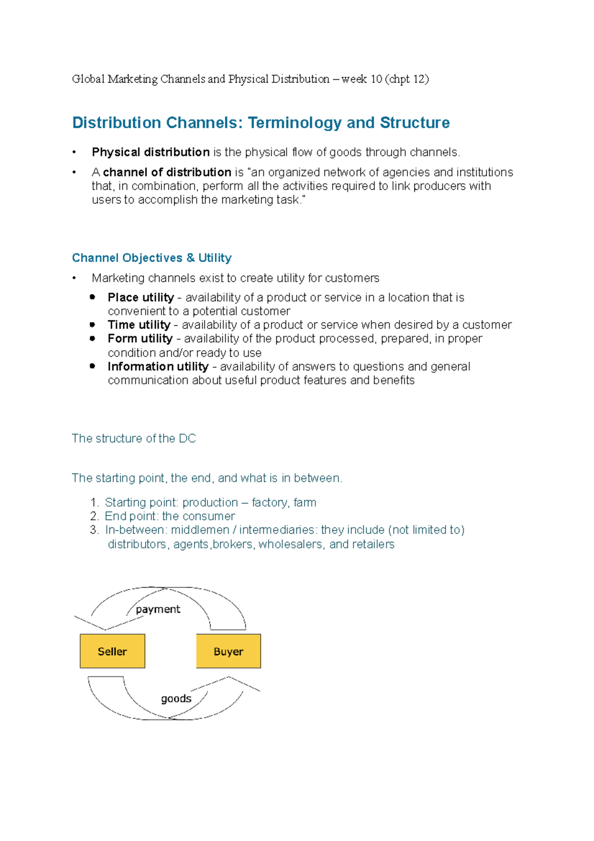 Global Marketing Channels and Physical Distribution - week 10 - A ...