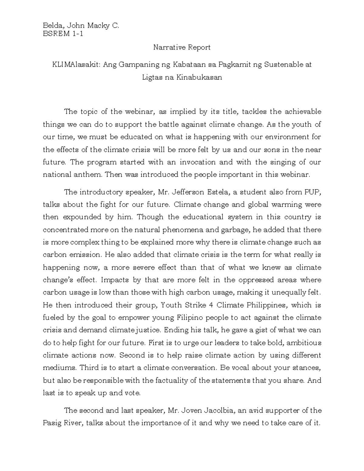 Belda, John Macky C (Narrative Report, Activity 3 and Midterms) - BSREM ...