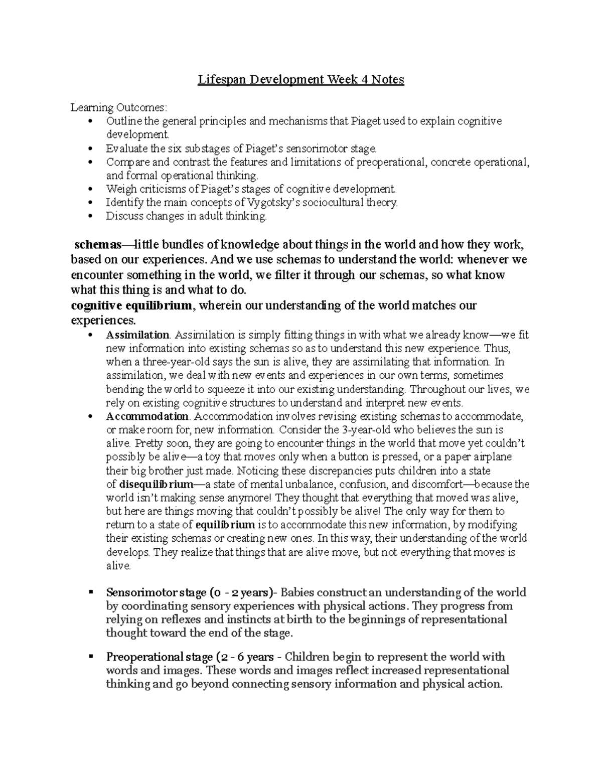 Module 4 Defintions - note - Lifespan Development Week 4 Notes Learning ...