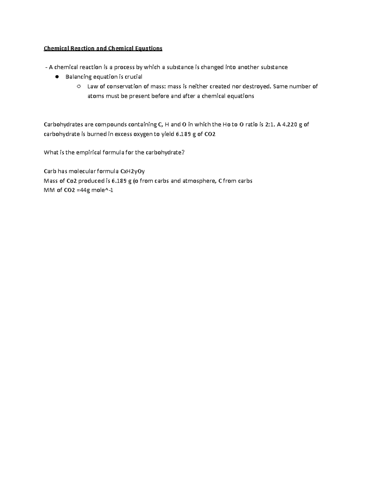 Chm mayer notes - 222 - Chemical Reaction and Chemical Equations - A ...