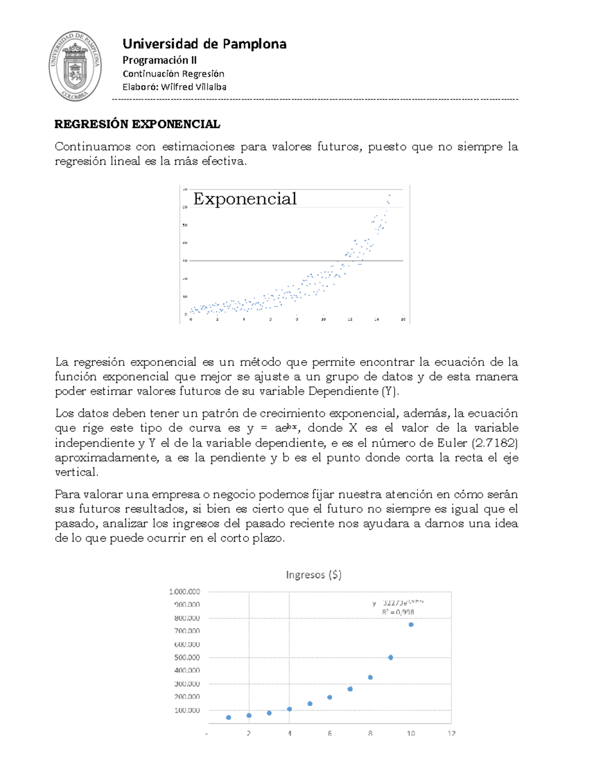 Regresión exponencial y logarítmica - Programación II Continuación ...