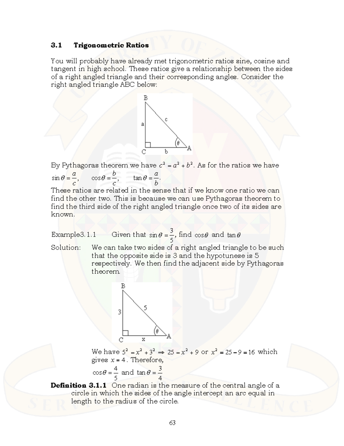 Mat1120 Notes on Trignometry - 3 Trigonometric Ratios You will probably ...