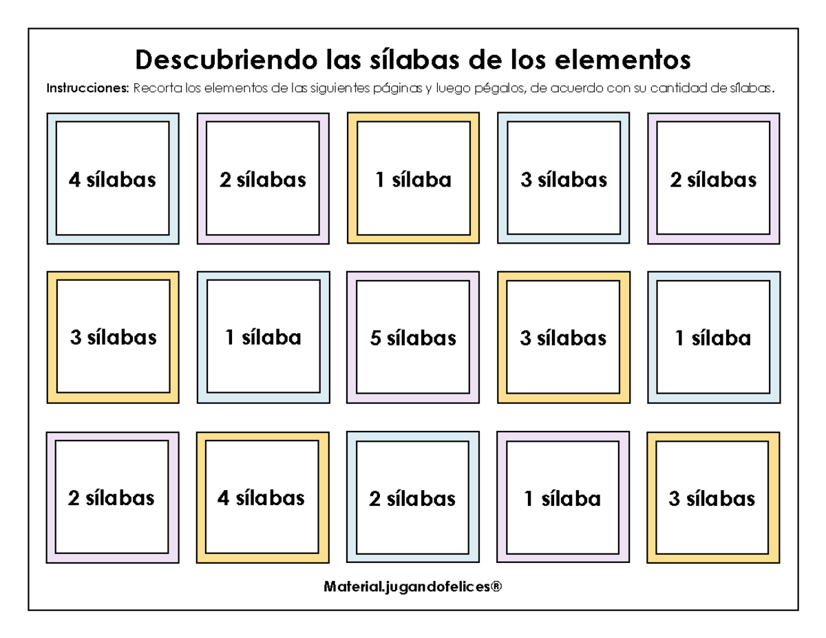 Conteo de Silabas Gratis - Descubriendo las sílabas de los elementos ...