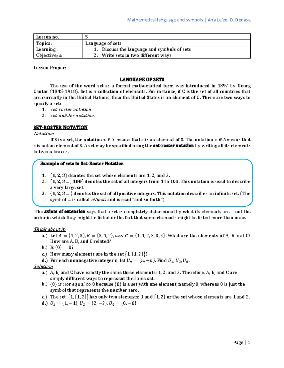 Language-of-sets - Mathematical language and symbols | Ana Leizel D ...