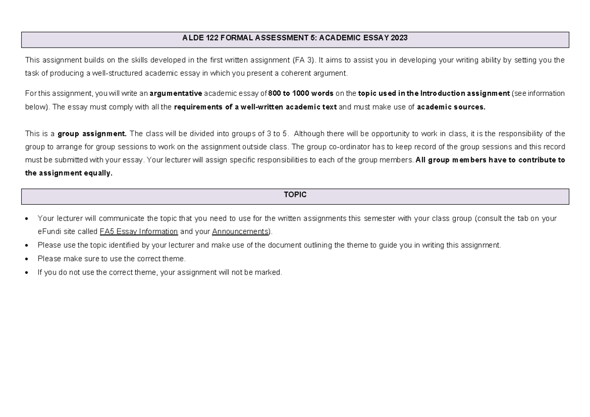 ALDE+122+Academic+essay 2023 Final - TOPIC This assignment builds on ...