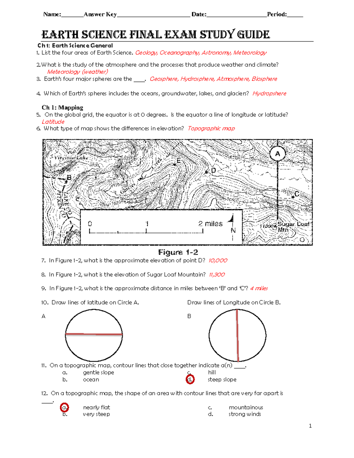 Final EXAM Semester 1 study guide answer key - Name:Answer Key ...