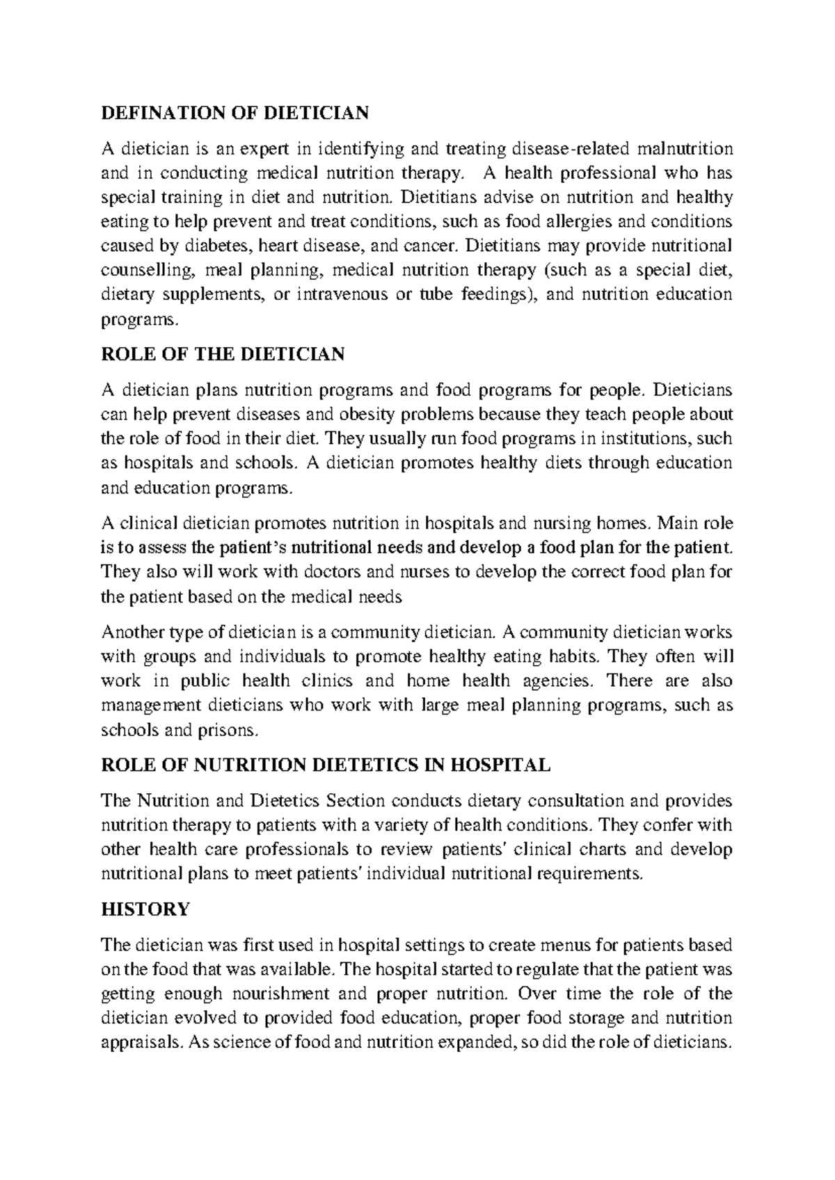 ROLE-OF- Dietician - This talks about the kind of diet for specific ...