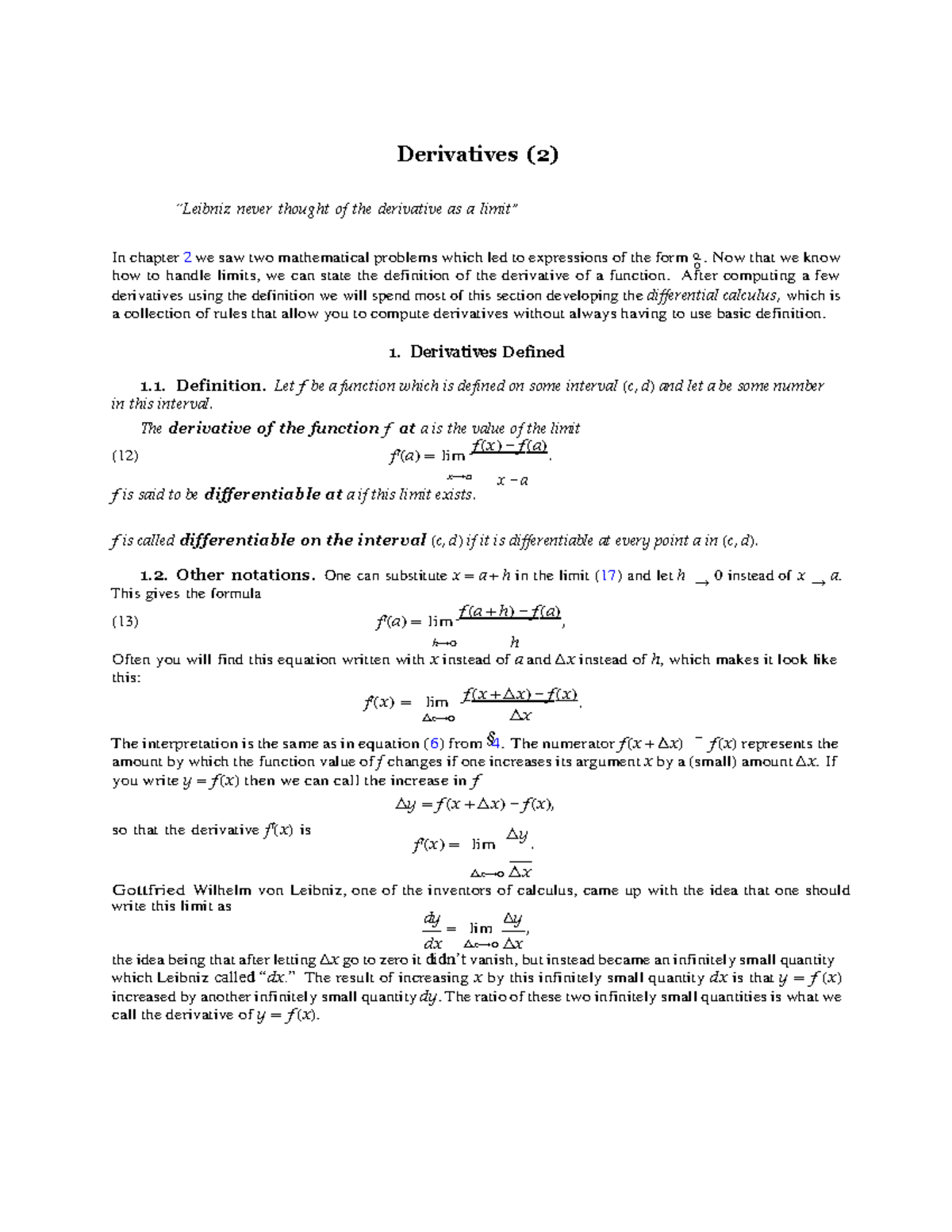 Derivatives part II - 0 → → § − Derivatives (2)