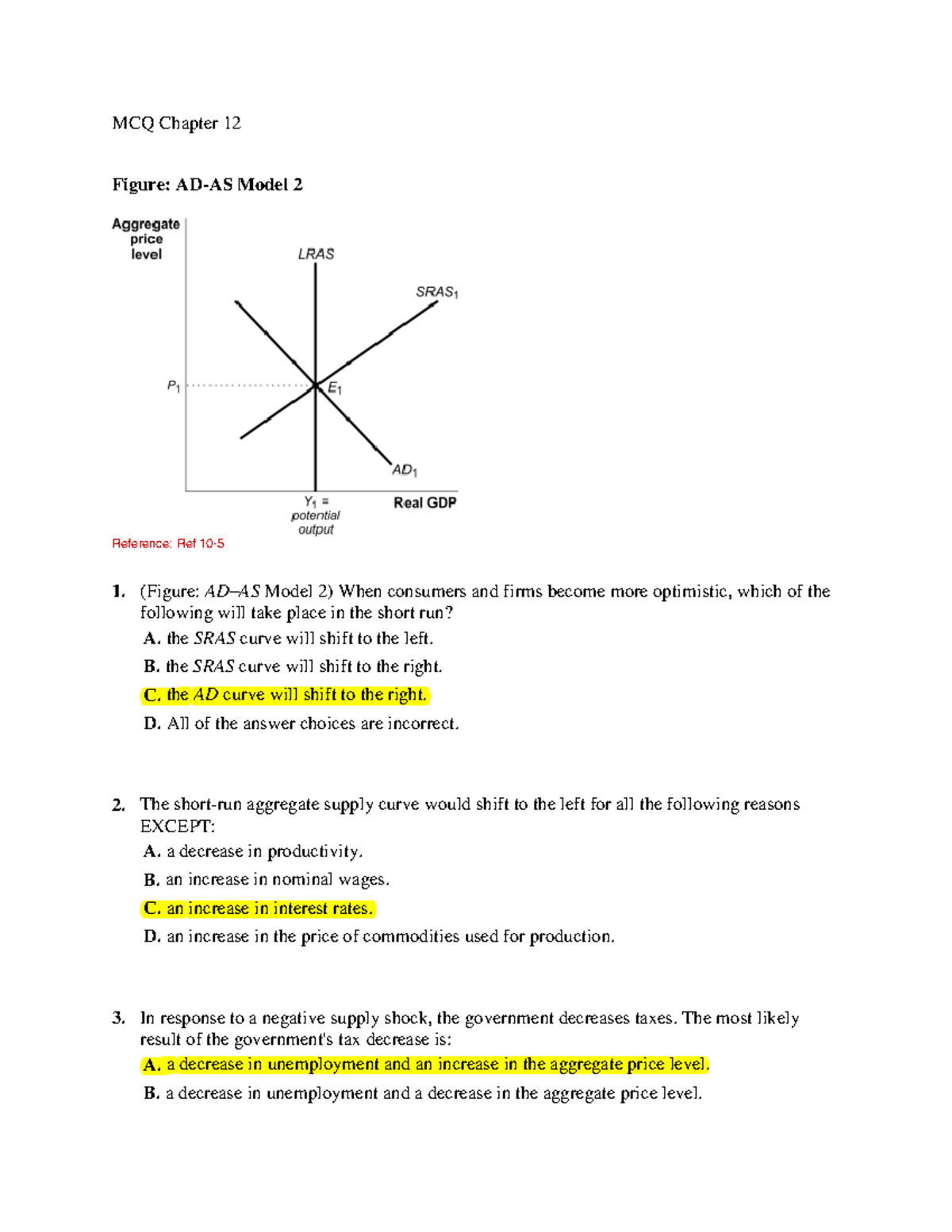 MCQ Chapter 12 - Practise Questions - MCQ Chapter 12 Figure: AD-AS ...