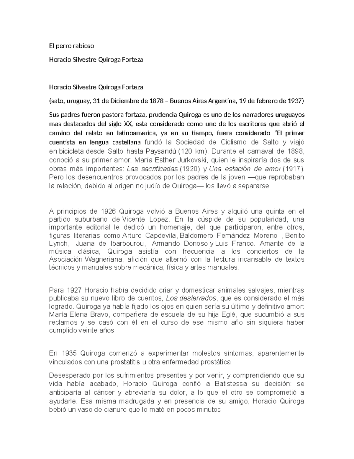 El perro rabios 2 ya correjido - El perro rabioso Horacio Silvestre ...