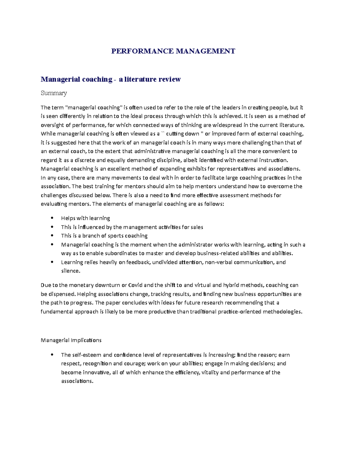 Performance Managemet END TERM Answer Sheet - PERFORMANCE MANAGEMENT ...
