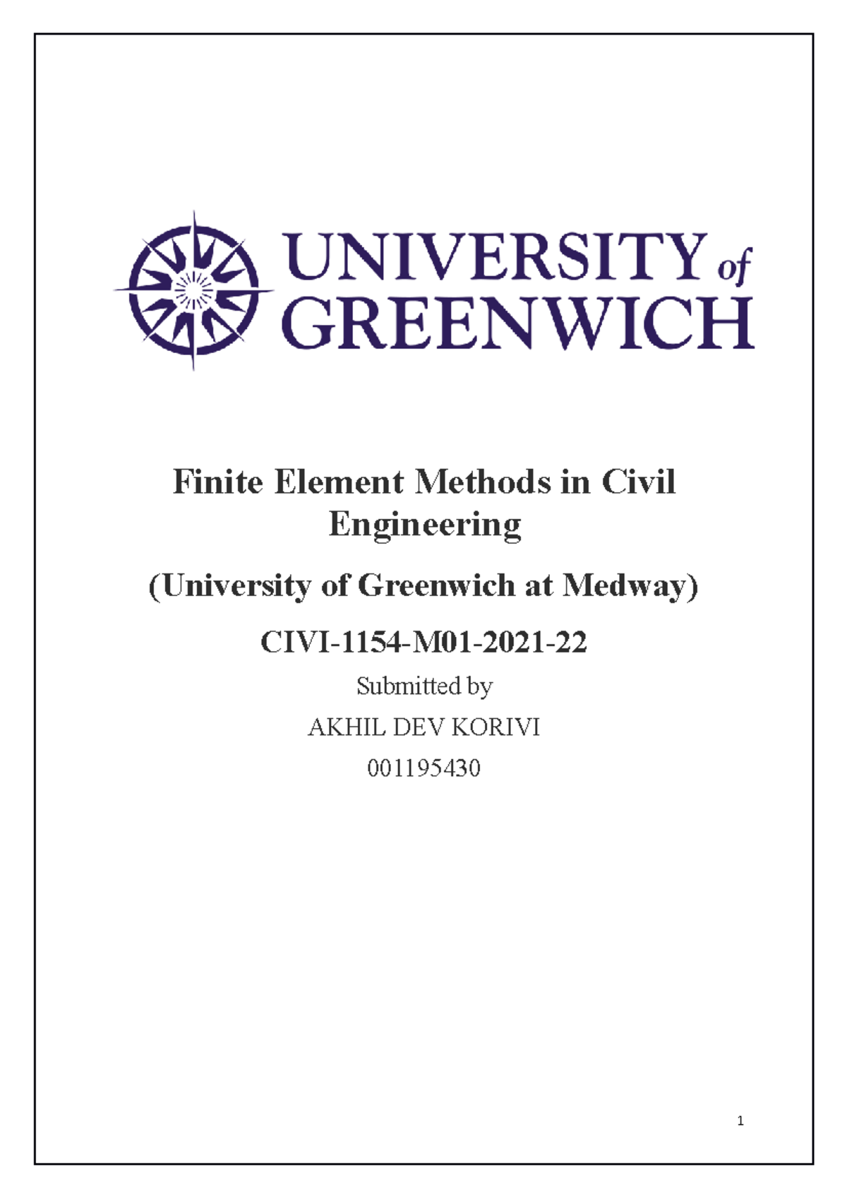 Finite Element Methods Coursework Finite Element Methods In Civil Engineering University Of