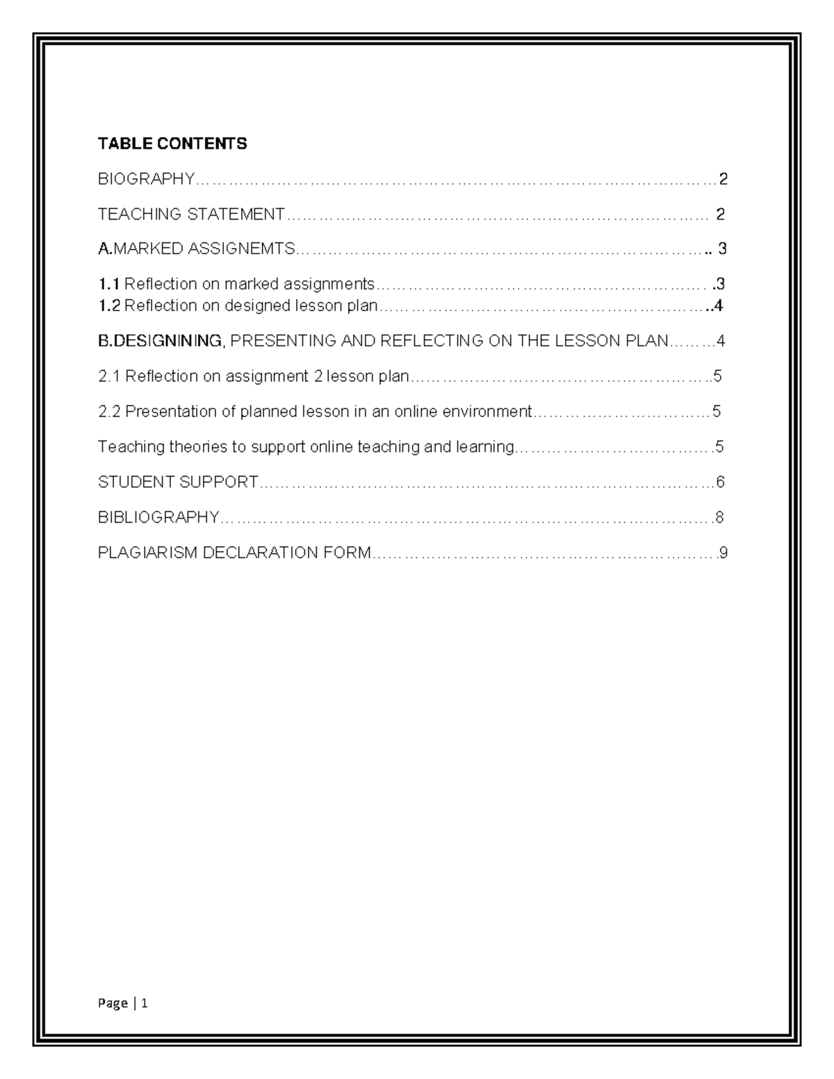 ISC Portfolio - TABLE CONTENTS - Studocu