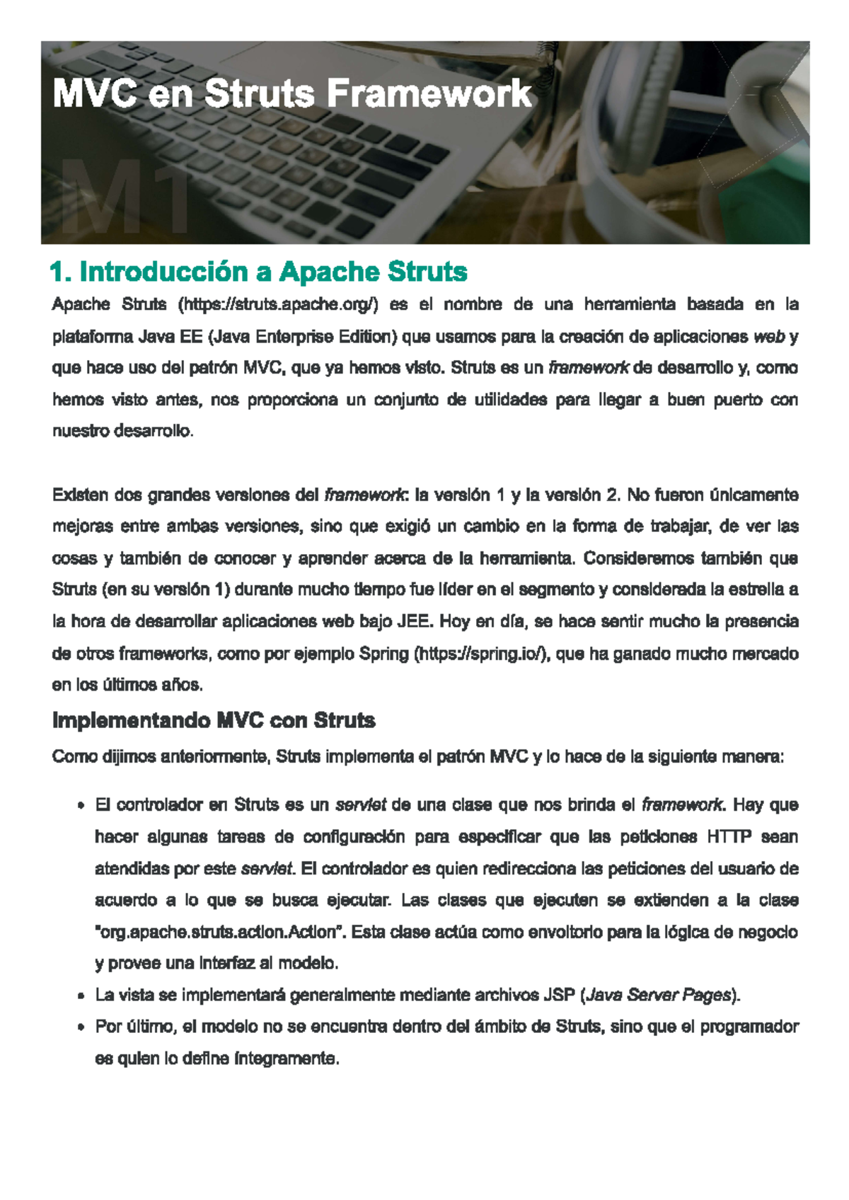 Modulo 1lectura 3 - MVC en Struts Framework 1. Introducción a Apache ...