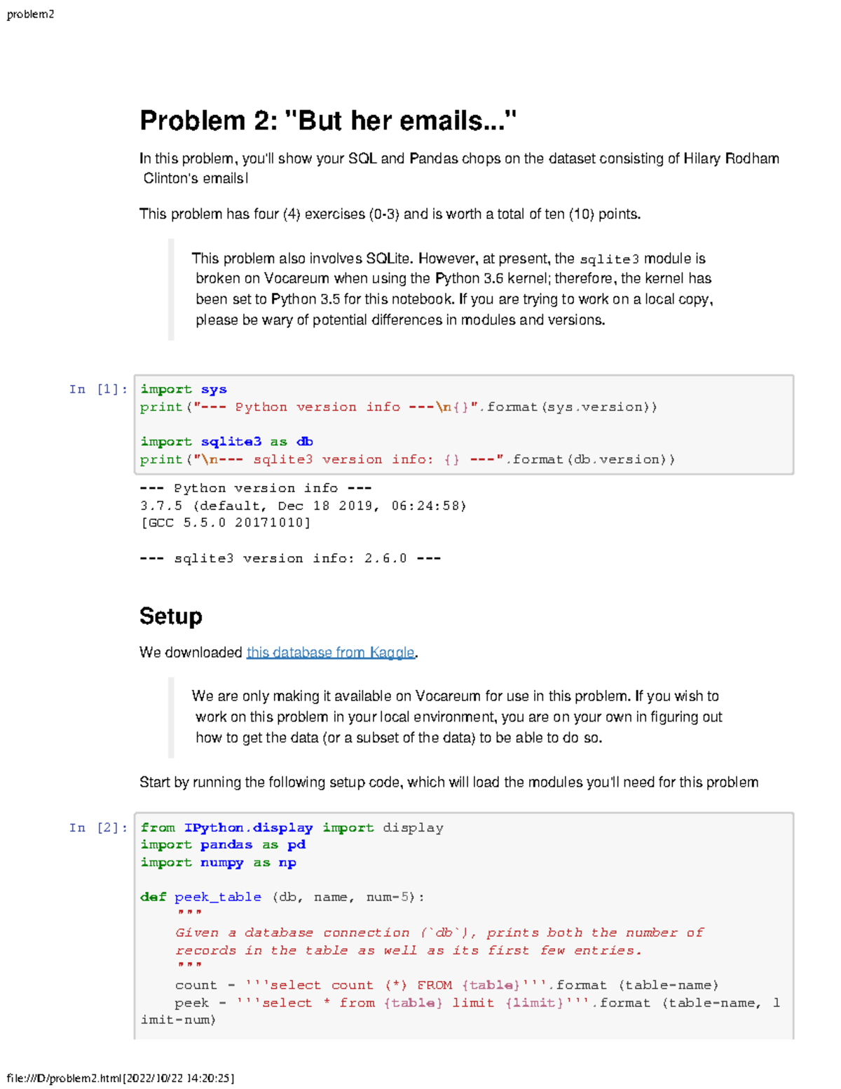 Problem 2 - midterm sample questions - Problem 2: "But her emails..." In this problem, - Studocu
