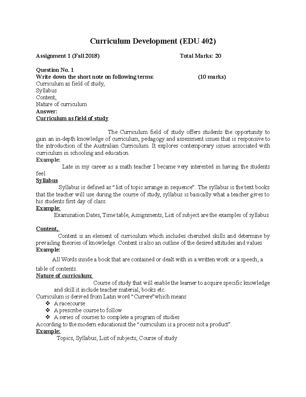 Fall 2018 EDU402 1 - research - Curriculum Development (EDU 402 ...