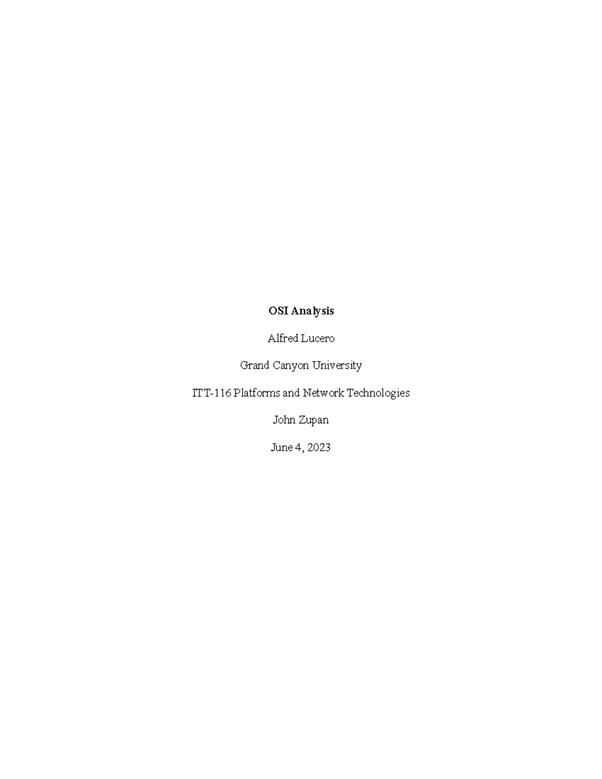 OSI Analysis-ITT-116-O500 - OSI Analysis Alfred Lucero Grand Canyon ...