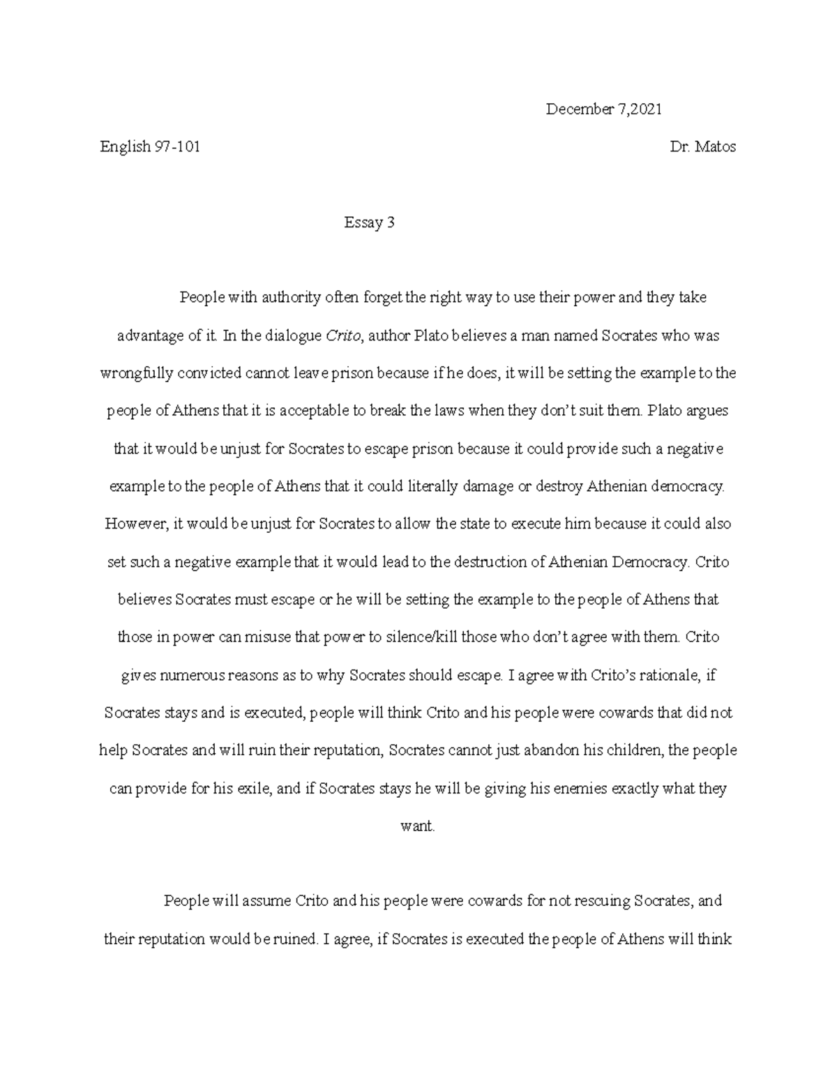 Essay 3 Final Draft-Arman - December 7, English 97-101 Dr. Matos Essay ...