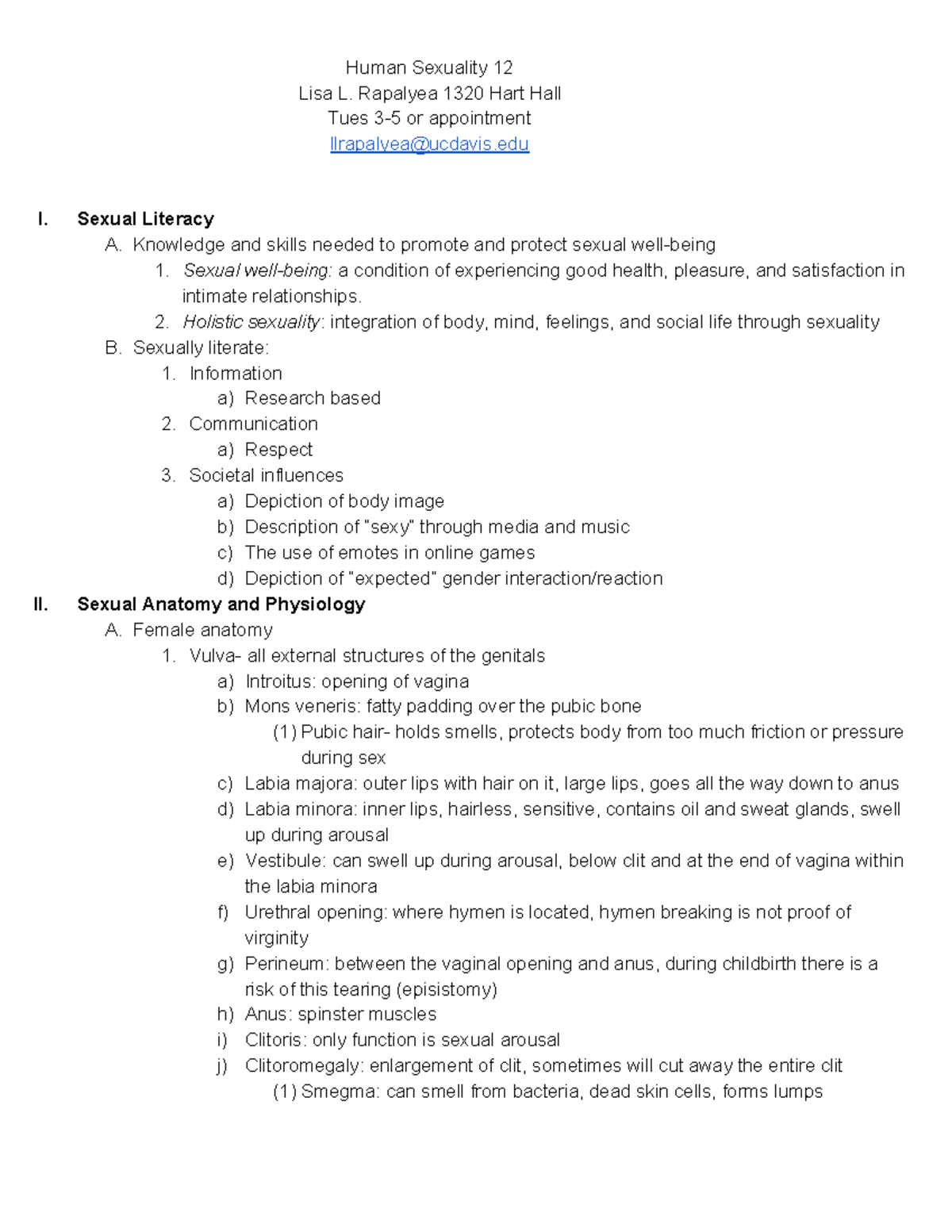 HDE 12- Human Sexuality - Human Sexuality 12 Lisa L. Rapalyea 1320 Hart ...