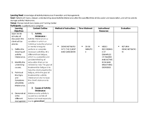 Health Teaching Plan Template - Objective and Sub-objectives Content ...