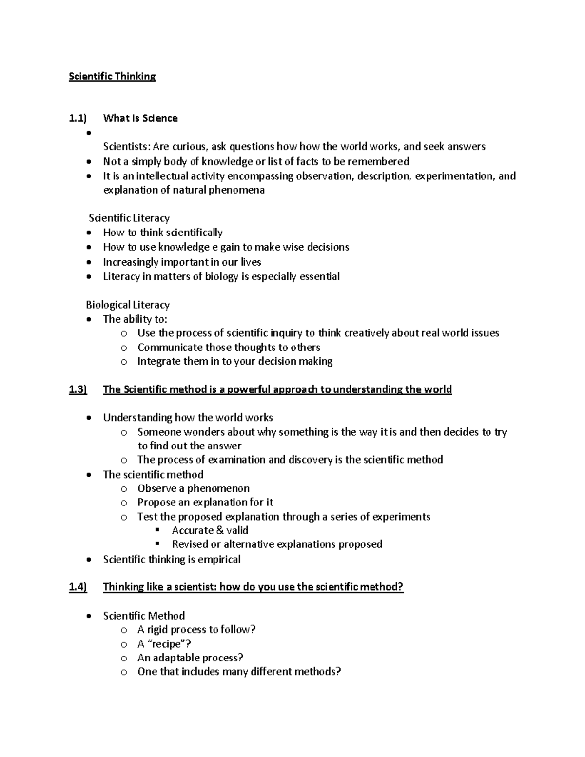 Bio 100 Chapter 1 And 2 Notes Warning Tt Undefined Function 32 Warning Tt Undefined
