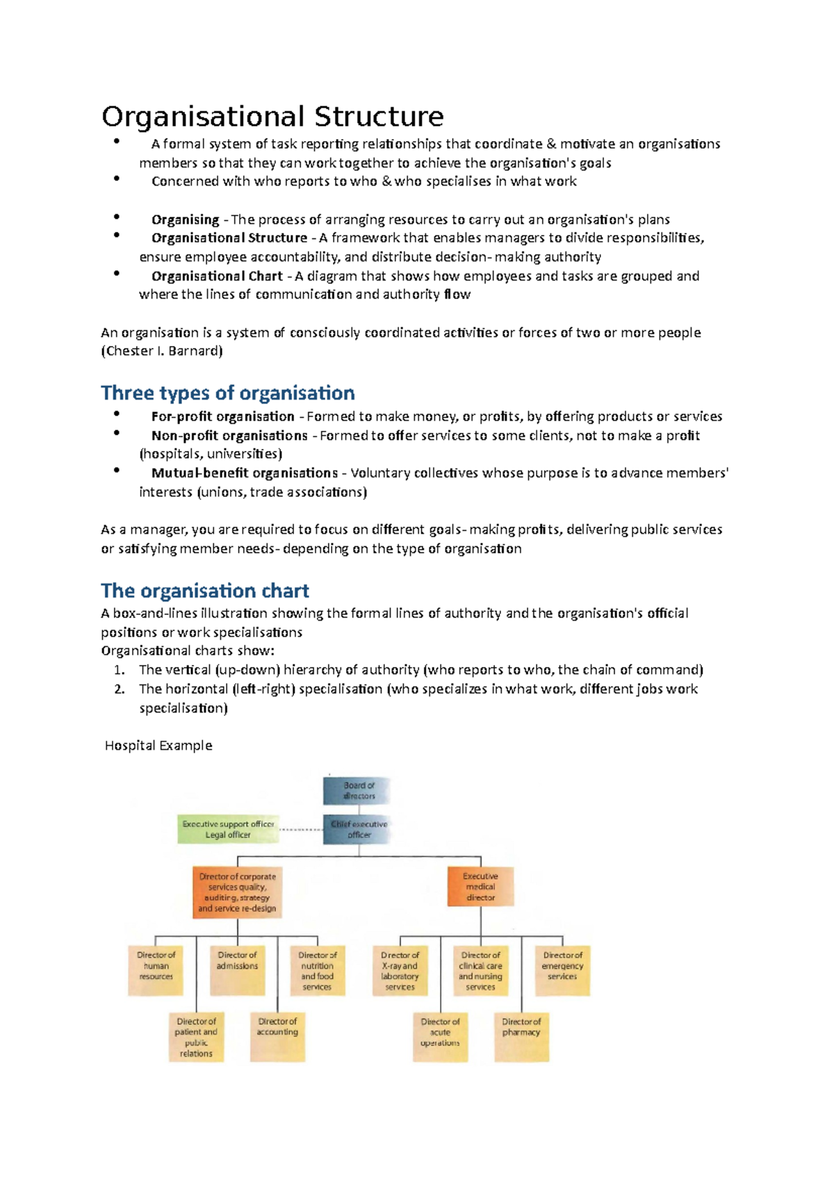 5. Organisational Structure - Barnard) Three types of organisation For ...
