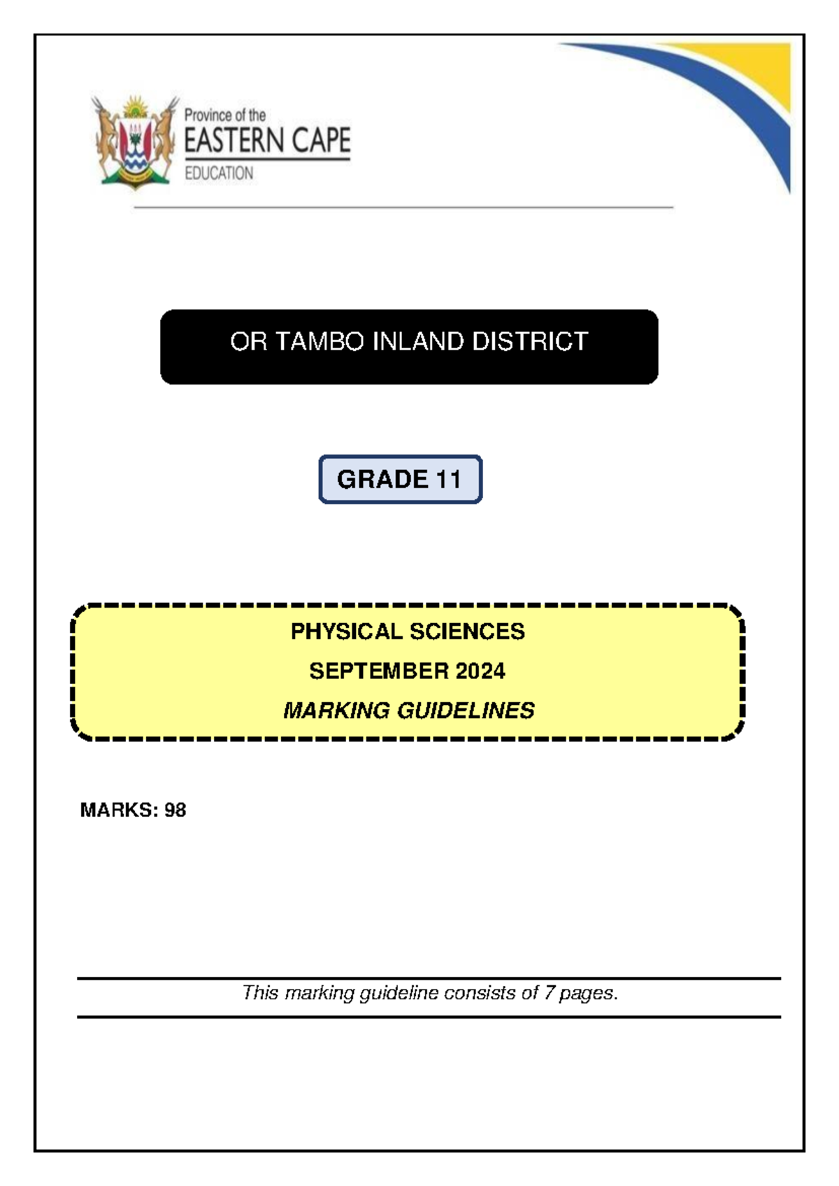 Physical Sciences Sept-Grade 11 Memo 2024 - Copy 240910 171636 - MARKS ...