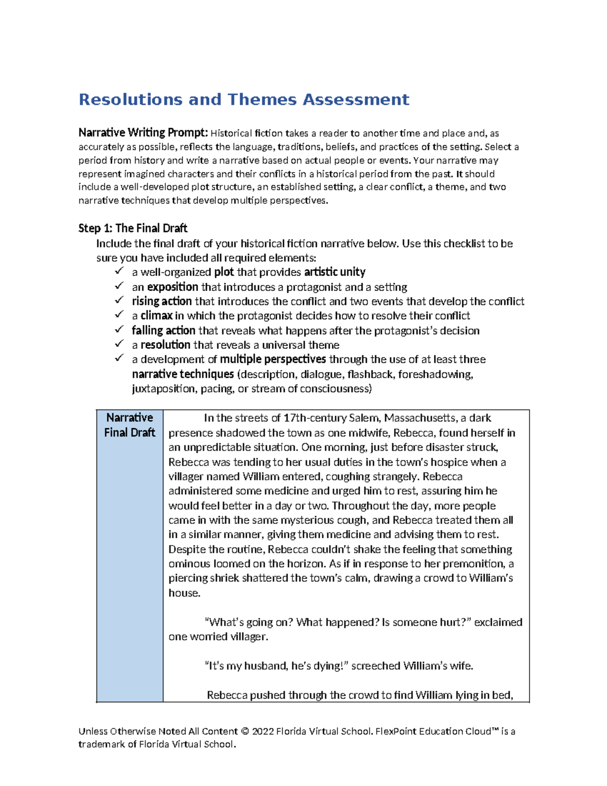 Resolutions and themes - Select a period from history and write a ...