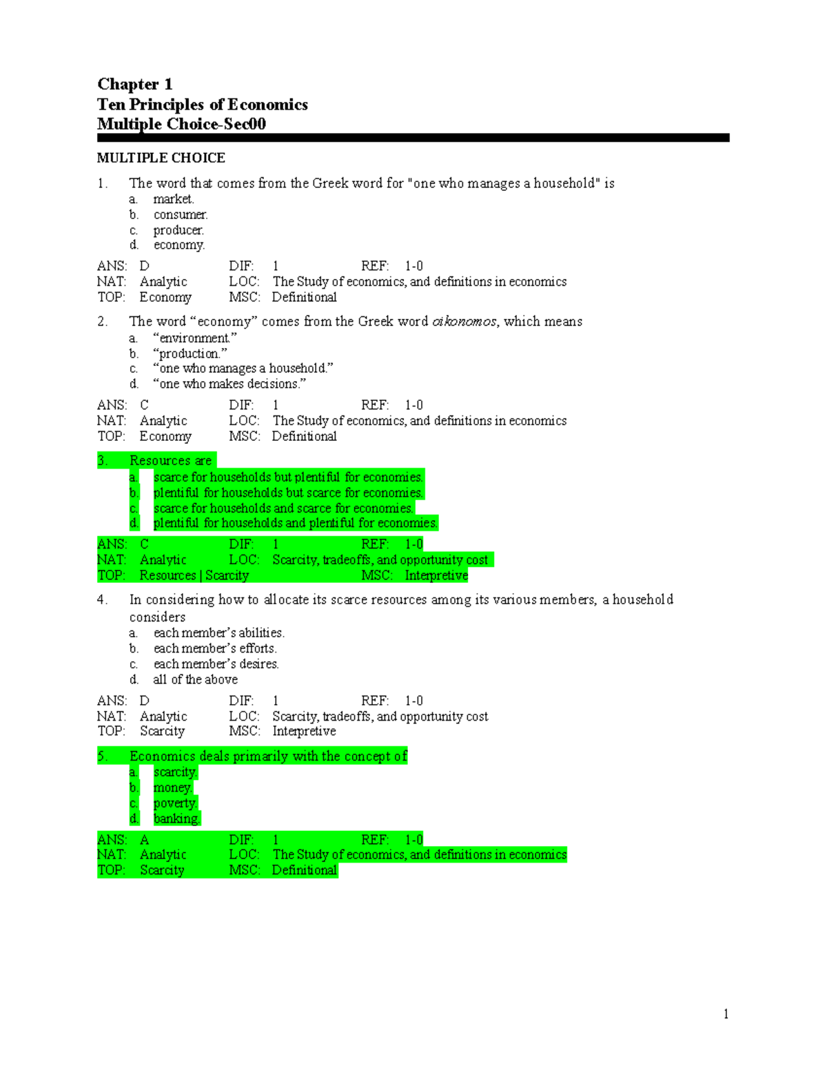 Chapter 1-Ten Principles of Economics - Chapter 1 Ten Principles of ...