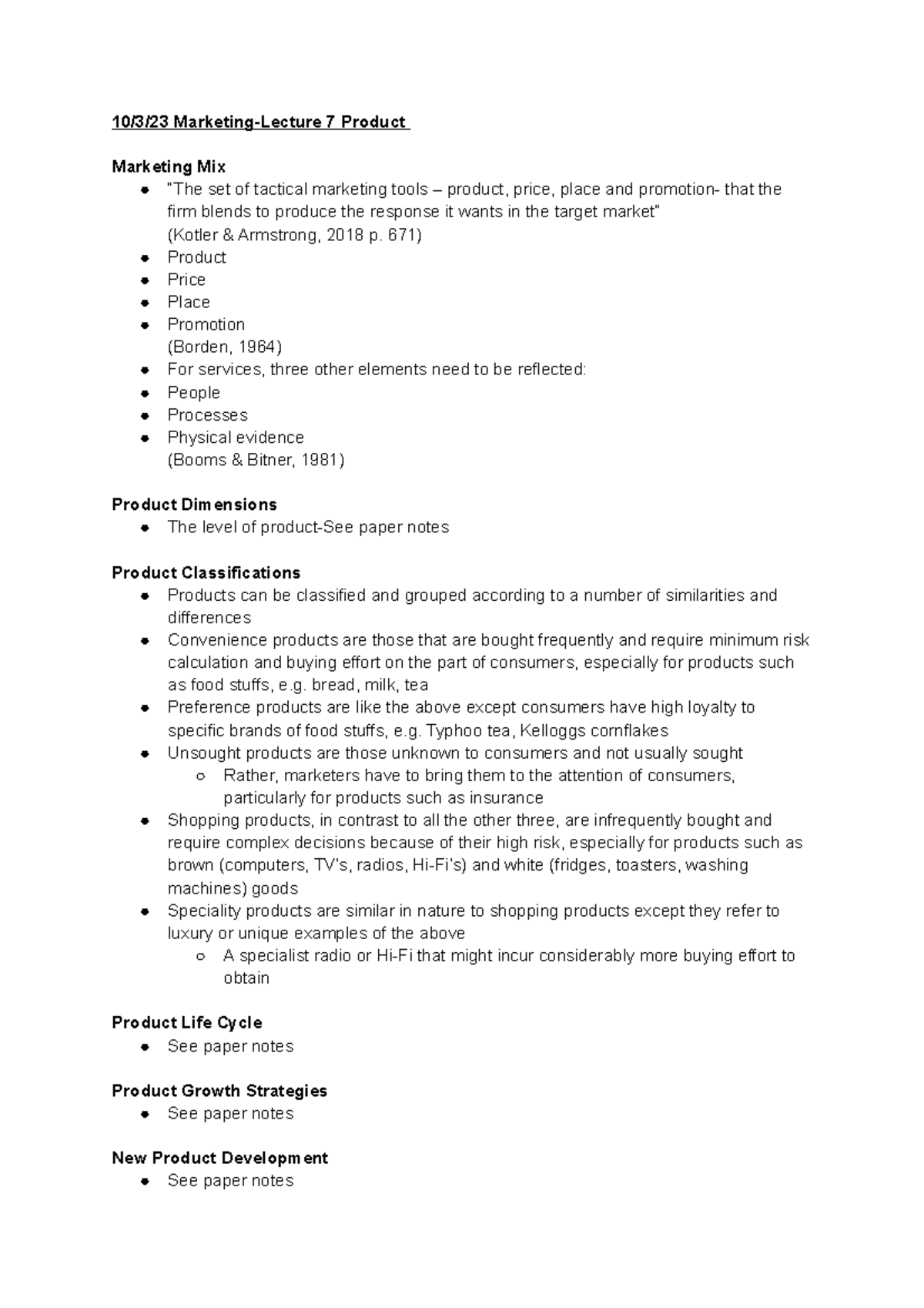 10 3 23 Marketing-Lecture 7 Product - 10/3/23 Marketing-Lecture 7 ...