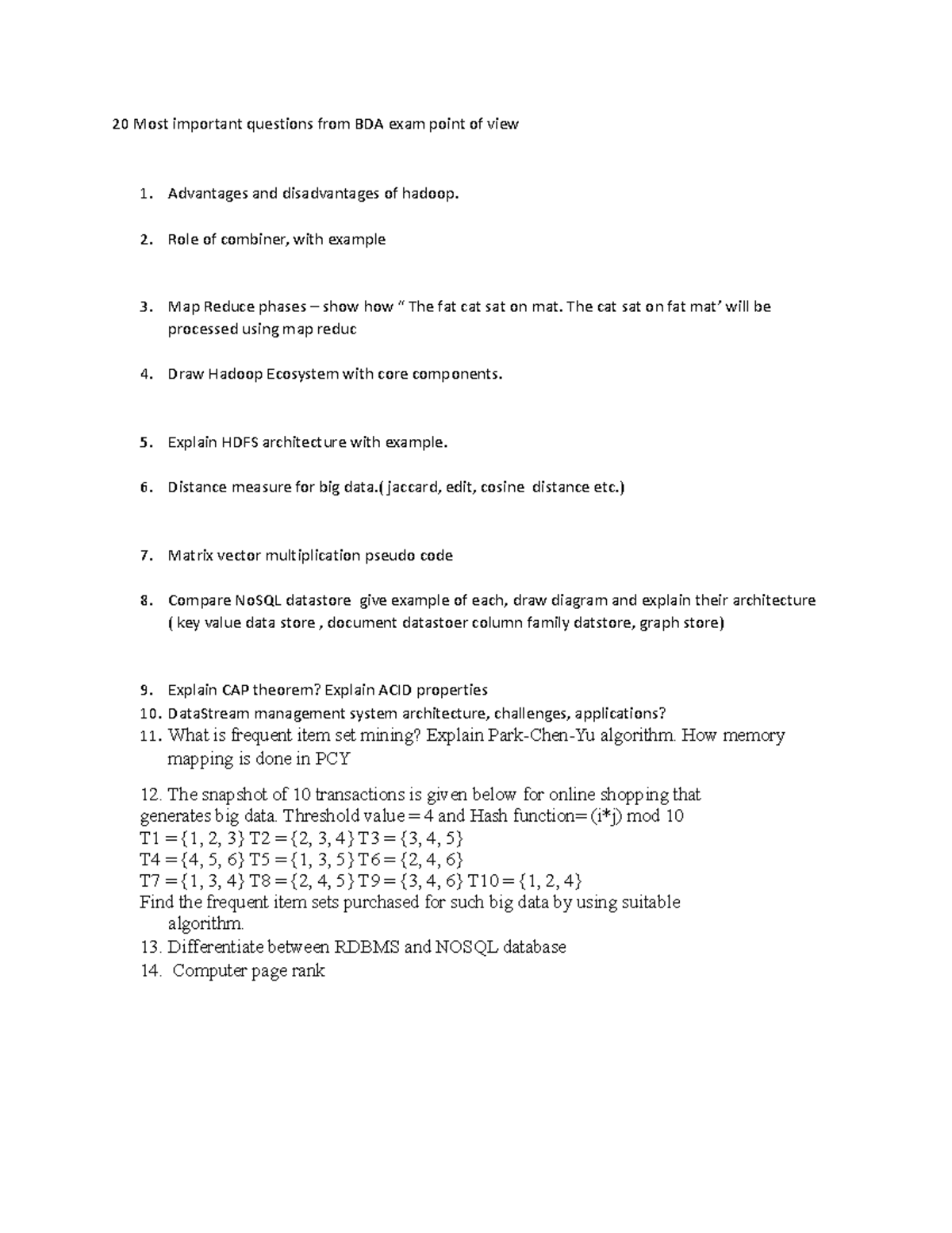 20 Most important questions from BDA exam point of view - Role of ...