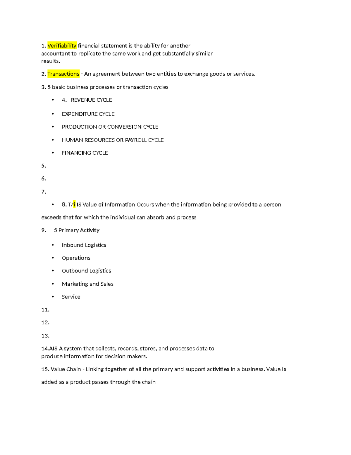 Quiz AIS - Verifiability financial statement is the ability for another ...